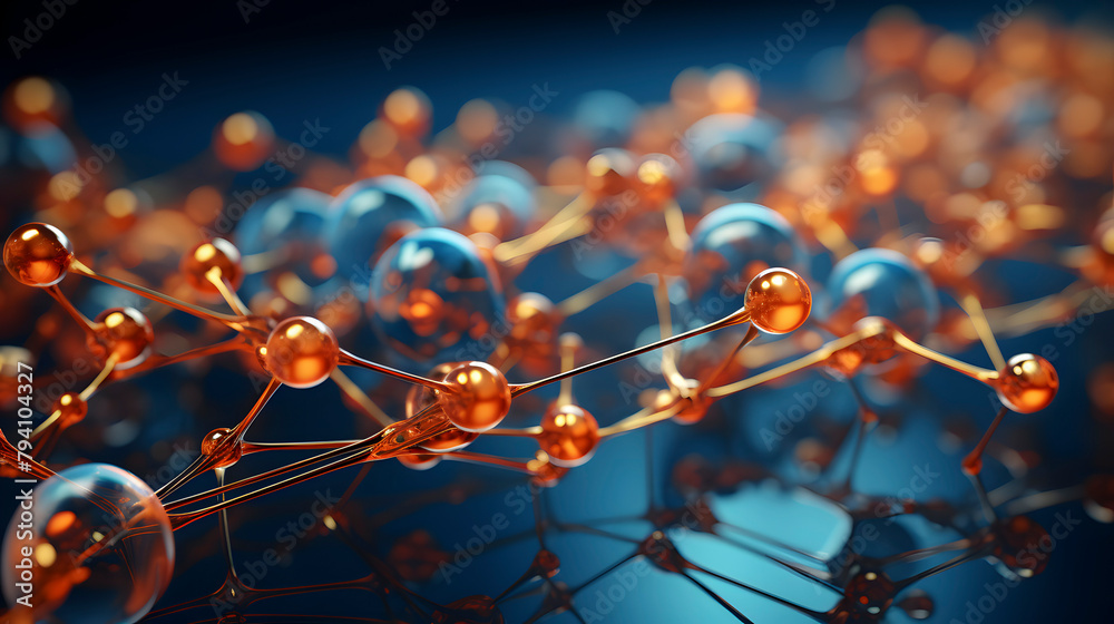Digital technology presents a complex molecular structure poster web ...