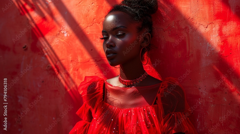 Realistic photographs of fashion editorials utilize high-contrast color ...