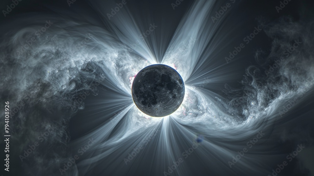 Eclipse: A 3D illustration of a total solar eclipse, with the sun ...