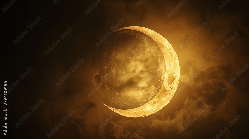 Eclipse: A photo of a partial solar eclipse, showing the moon partially ...