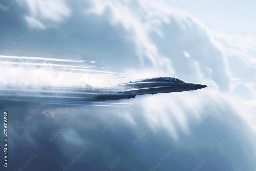 Conceptual supersonic jet breaking the sound barrier, aerodynamics at ...