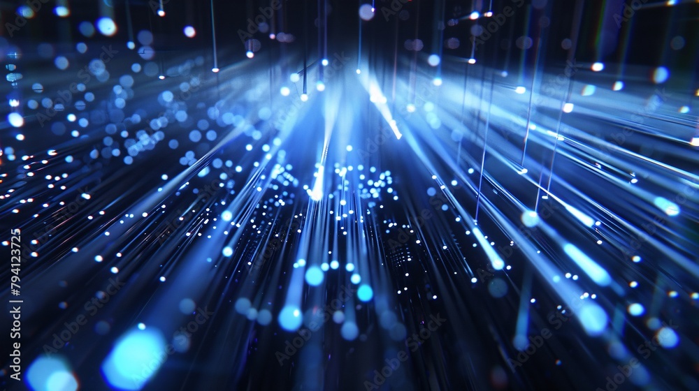 Dynamic blue optic fibers illuminated by bright white light emitting ...