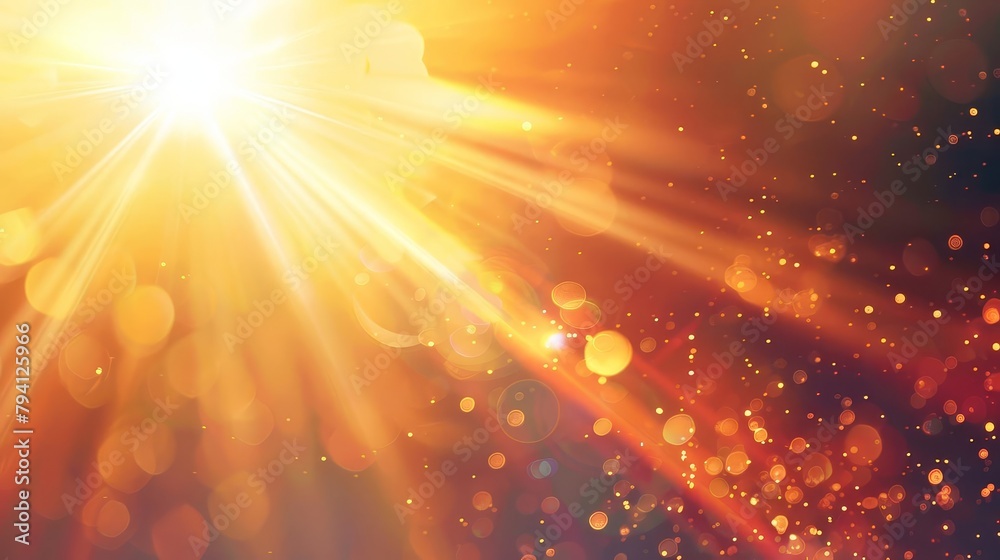 bright sunshine with intense lens flare effect radiant light rays ...
