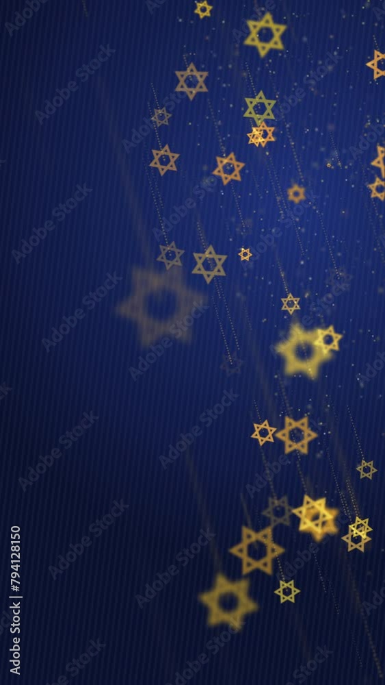 Rotate golden Jewish Star of David and Menorah. Symbols of Israel and ...