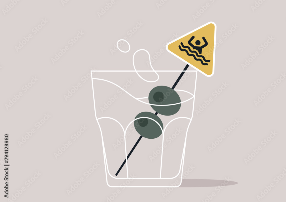 How alcohol affects your body, Two olives on a toothpick adorned with a ...