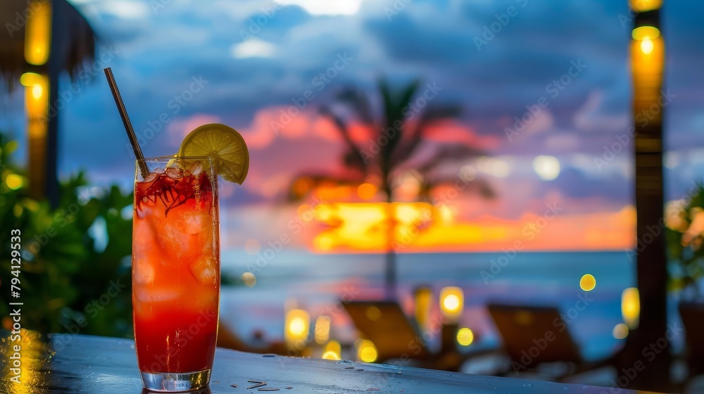 exotic summer cocktails at luxury tropical beach resort sunset vacation ...