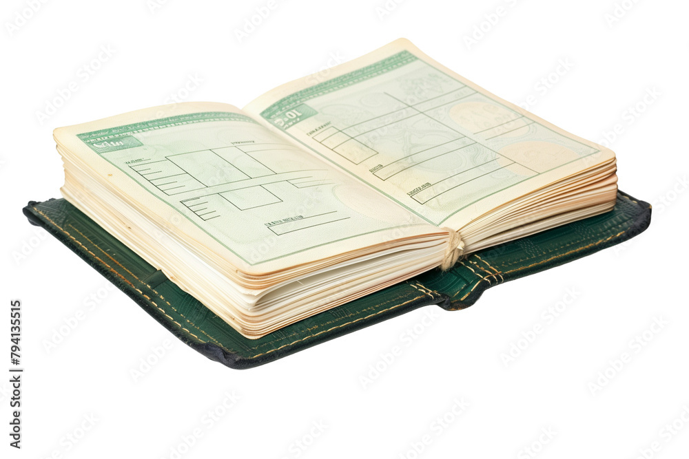 Classic Checkbook with Green Leather Cover - Isolated on White ...