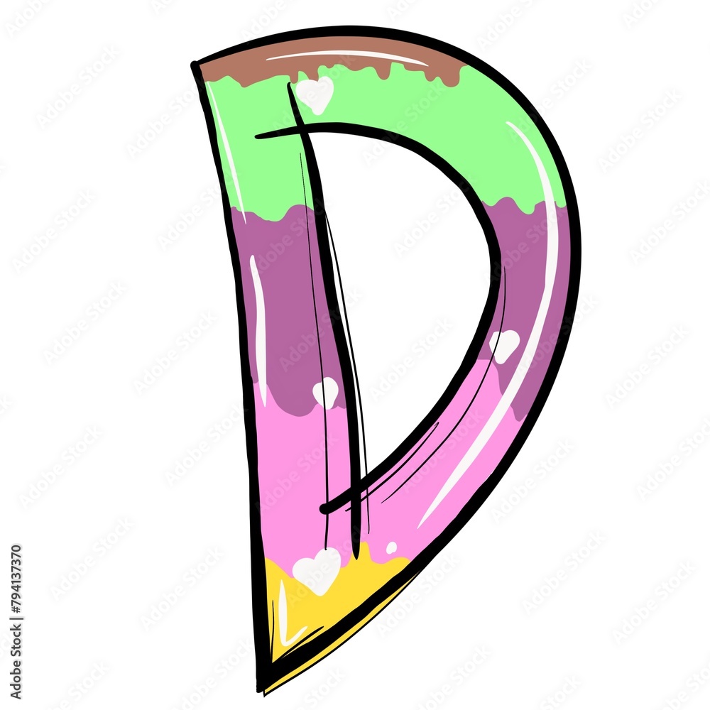 Letter D Colorful Scripted handwriting font styled graphic design PNG ...
