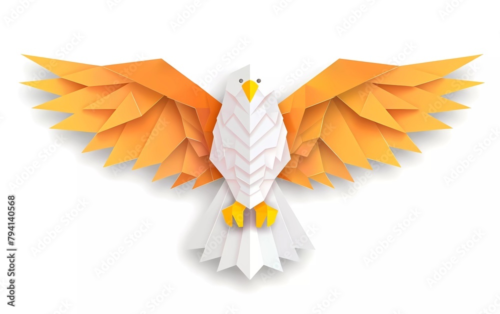 Paper Origami eagle in flat style isolated on white. The art of paper ...