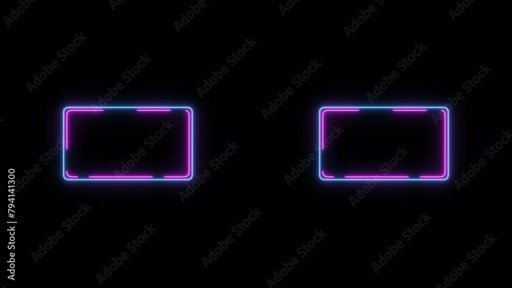 Neon looped light frame for game streaming video on a transparent ...