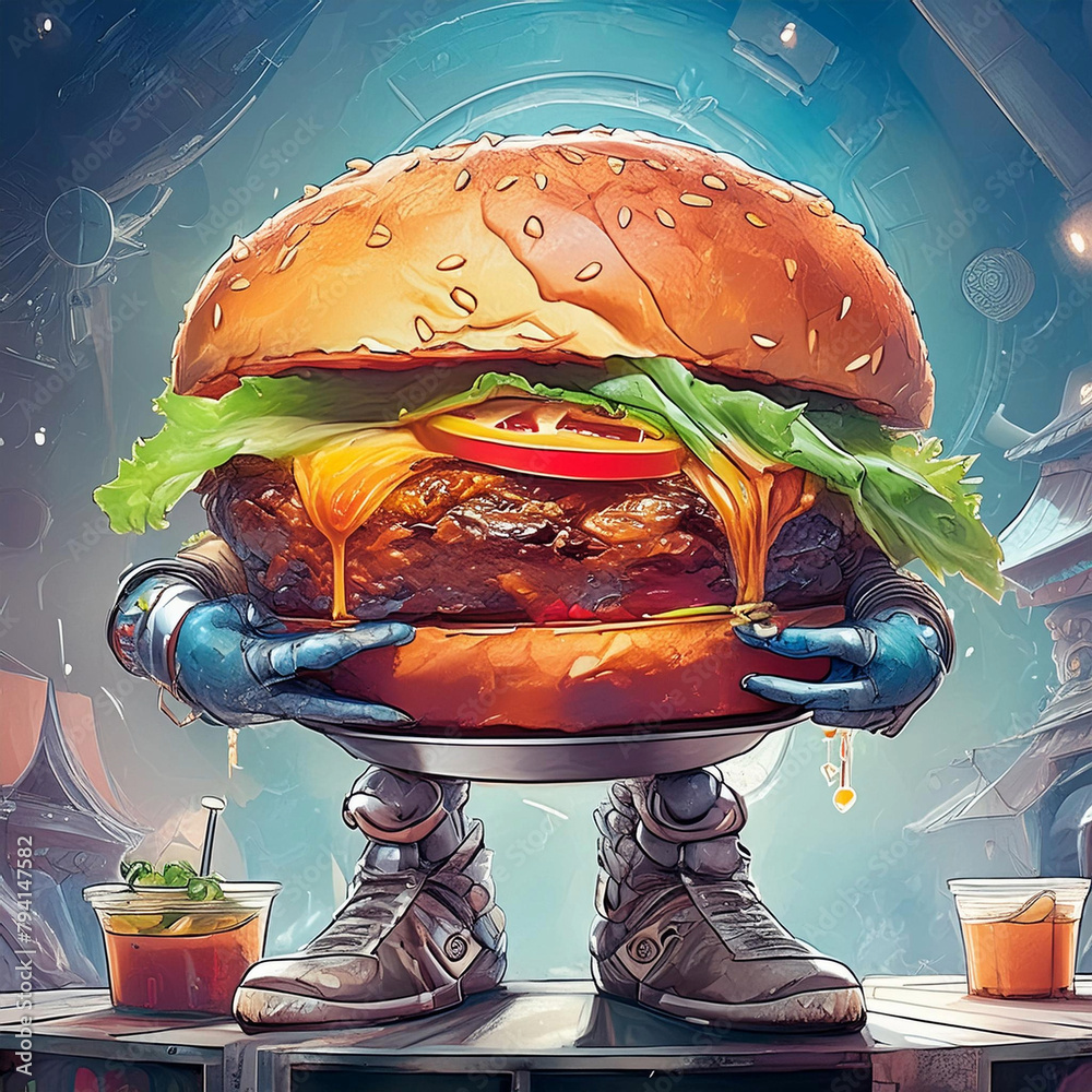 햄버거 캐릭터 Stock Illustration | Adobe Stock