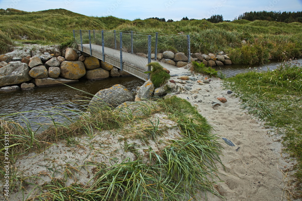 Hiking track at the beach Refsnesstranda at the scenic route Jaeren in ...