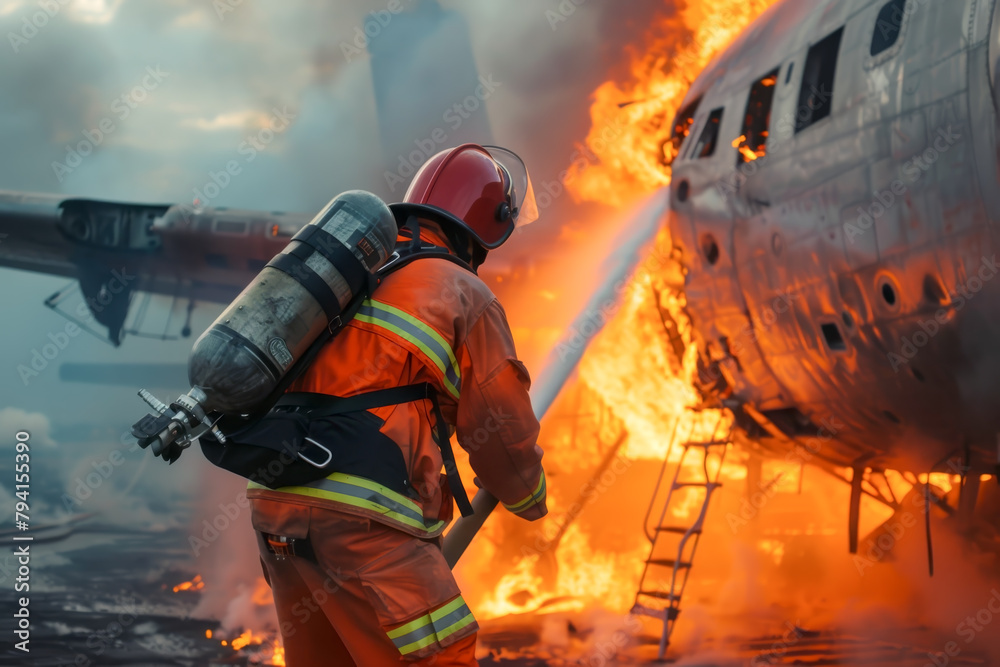 Fire fighters at work, Firefighters in action to fighting with the fire ...