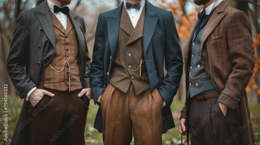 Poster vintage mens fashion elegant victorian era suits edwardian style ...