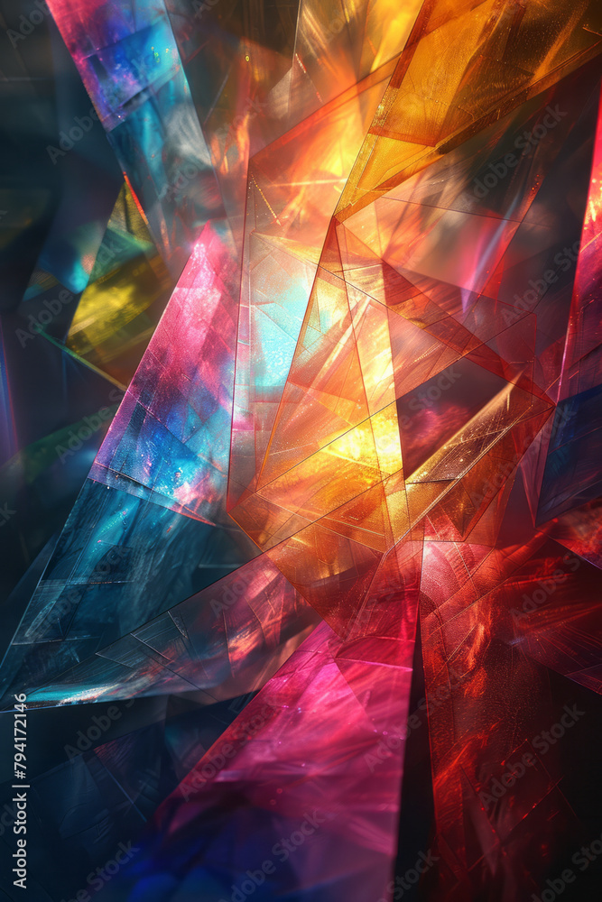 A holographic projection of geometric shapes that intersect and overlap ...