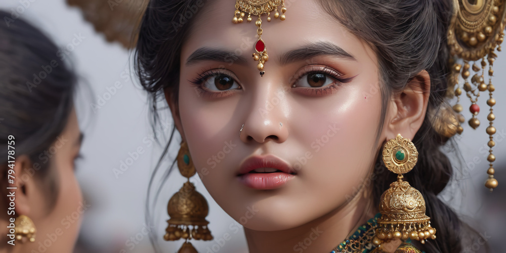 portrait of a girl in a traditional Indian outfit. An image of the ...