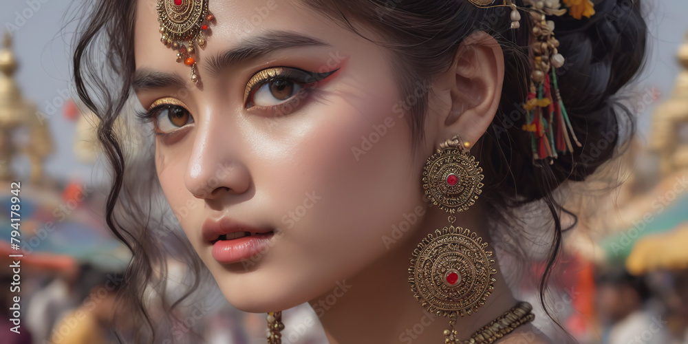 portrait of a girl in a traditional Indian outfit. An image of the ...