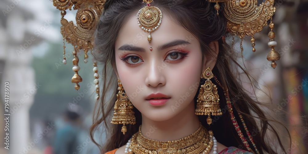 portrait of a girl in a traditional Indian outfit. An image of the ...