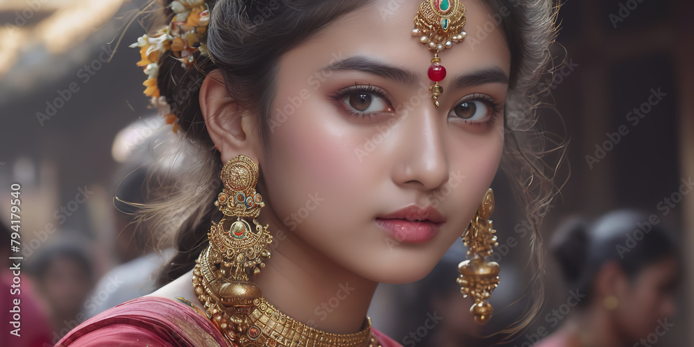 portrait of a girl in a traditional Indian outfit. An image of the ...