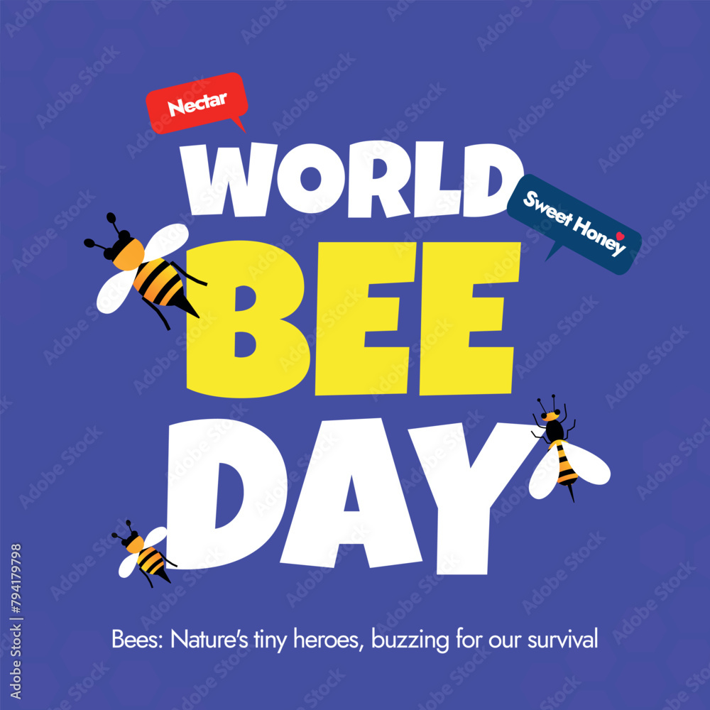 World Bee Day Simple and minimal banner. 20th May World Bee Day ...