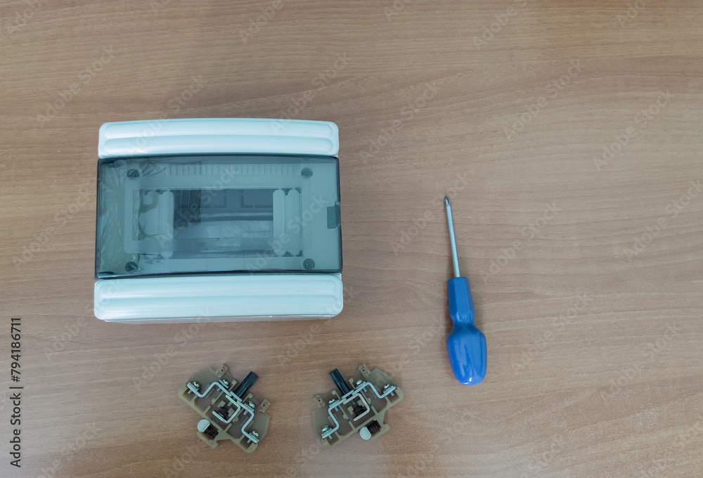 Terminals for din rail. Electricity terminal strip on DIN rail for ...