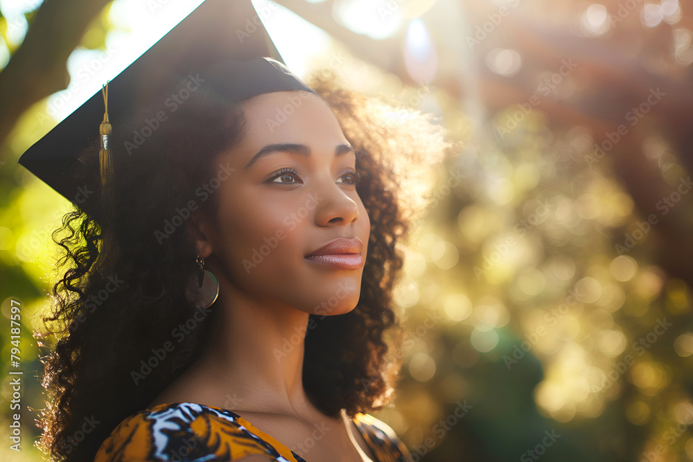 Young Black Woman Graduating From High School Or University College ...
