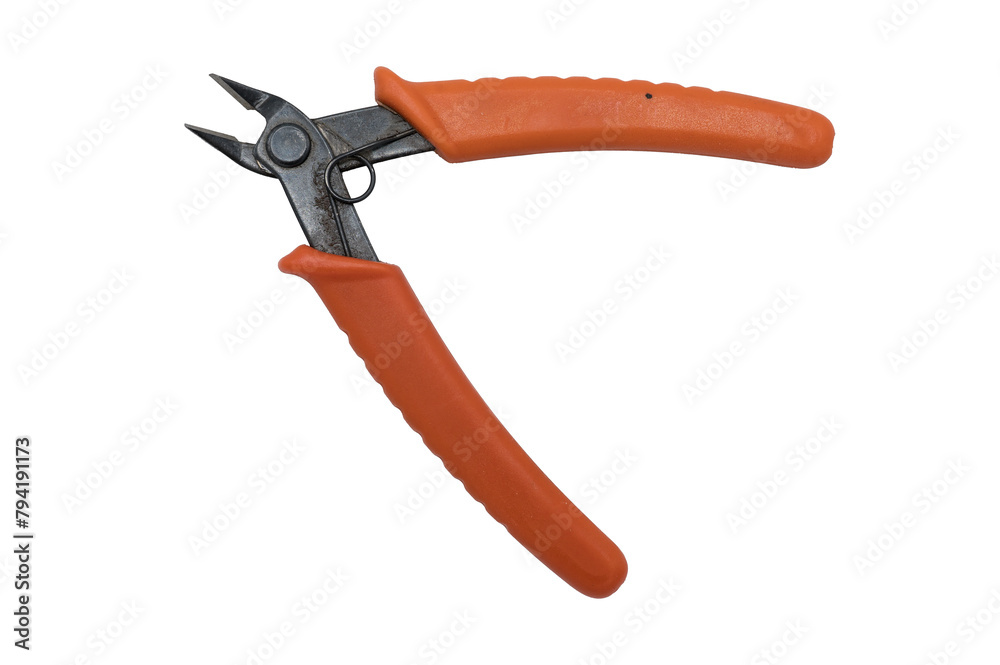 Detail of cutting pliers for electronics or model making. They are fine ...