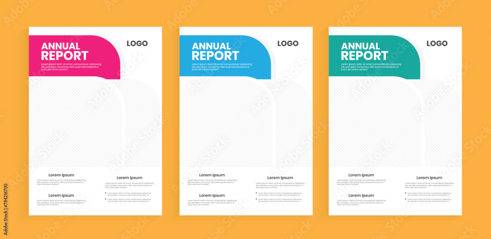 Annual report cover page template. Blank paper layout with editable EPS ...