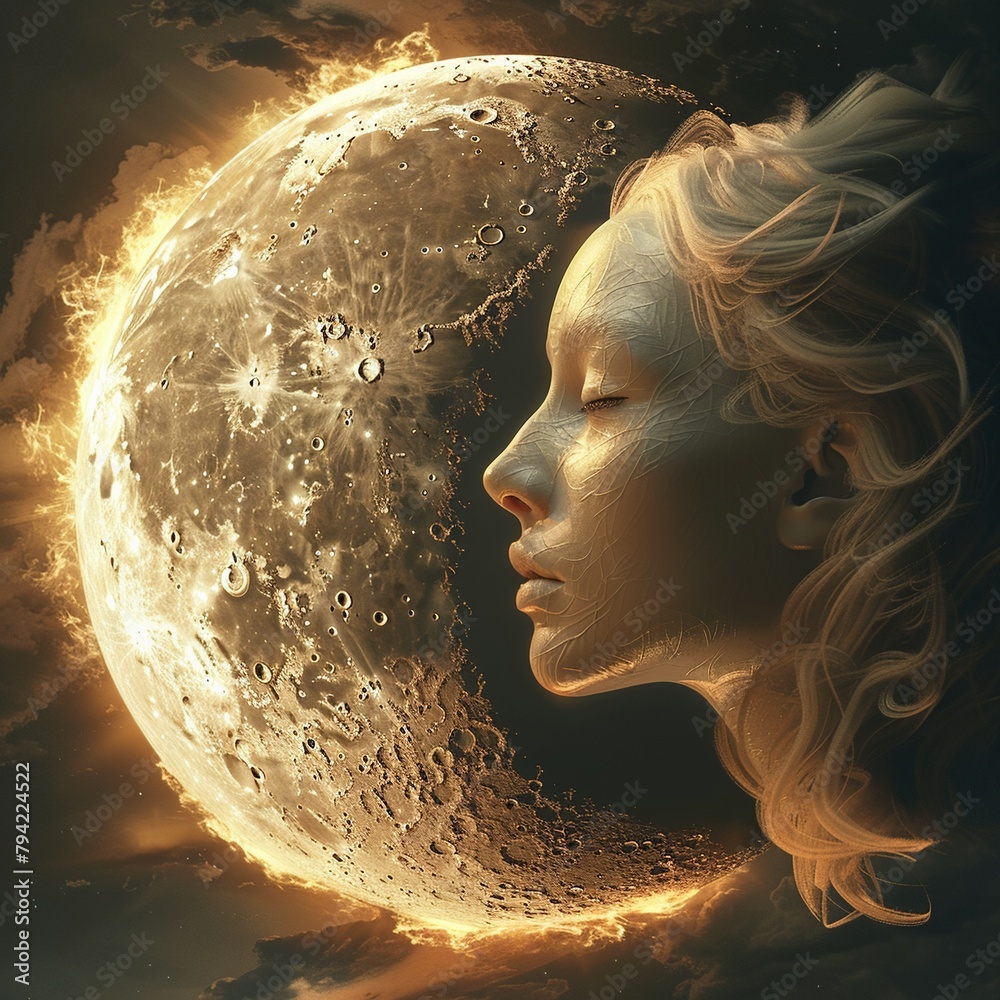 Envision a scene where the sun and the moon exchange places, their ...