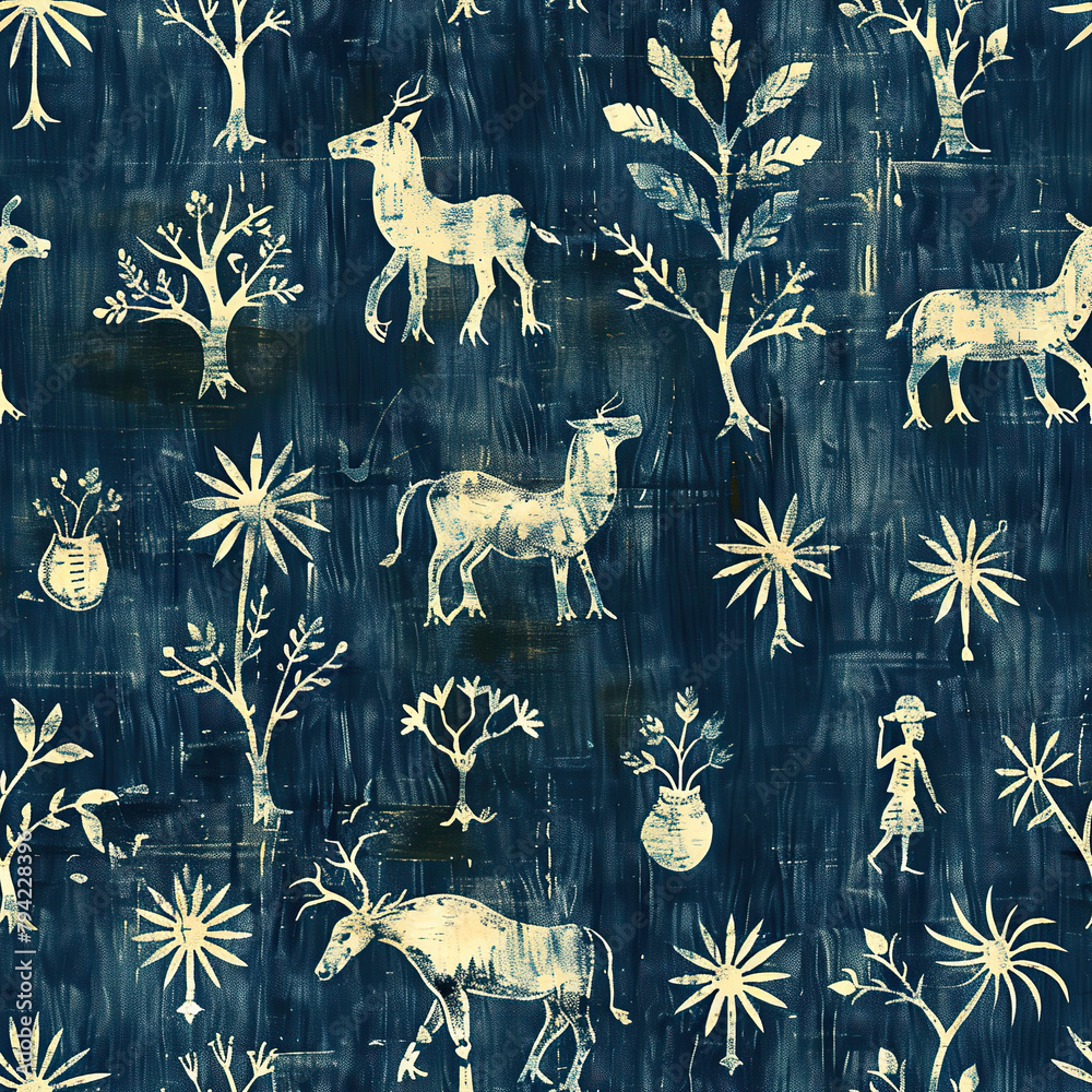 Traditional Warli Folk Art Warli painting, focusing on the ...