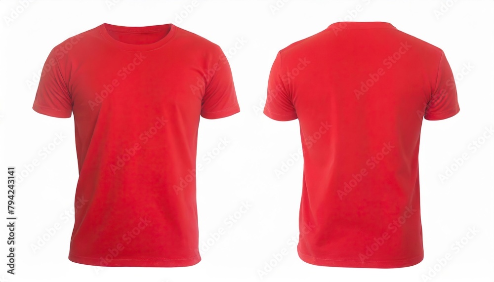 red t shirt front and back view, isolated on white background. Ready ...