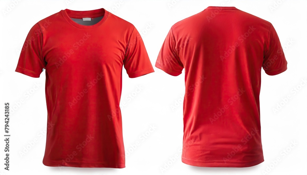 red t shirt front and back view, isolated on white background. Ready ...