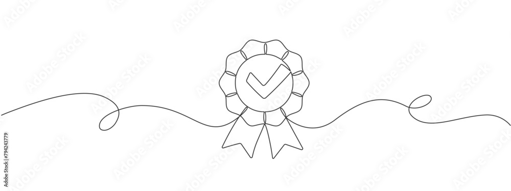 Continuous editable line drawing of winner's award. Insignia. Concept ...