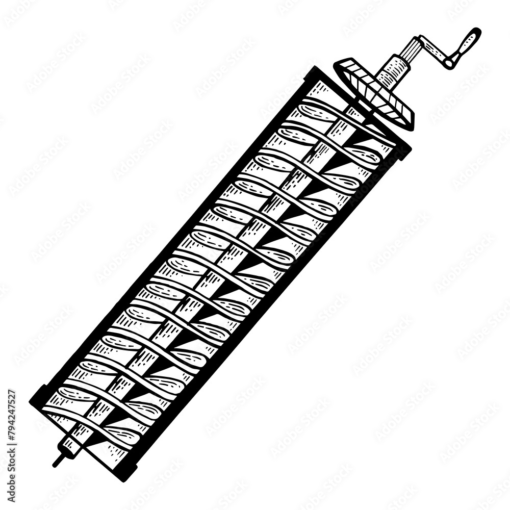 Archimedes screw mechanic lift device sketch engraving PNG illustration ...