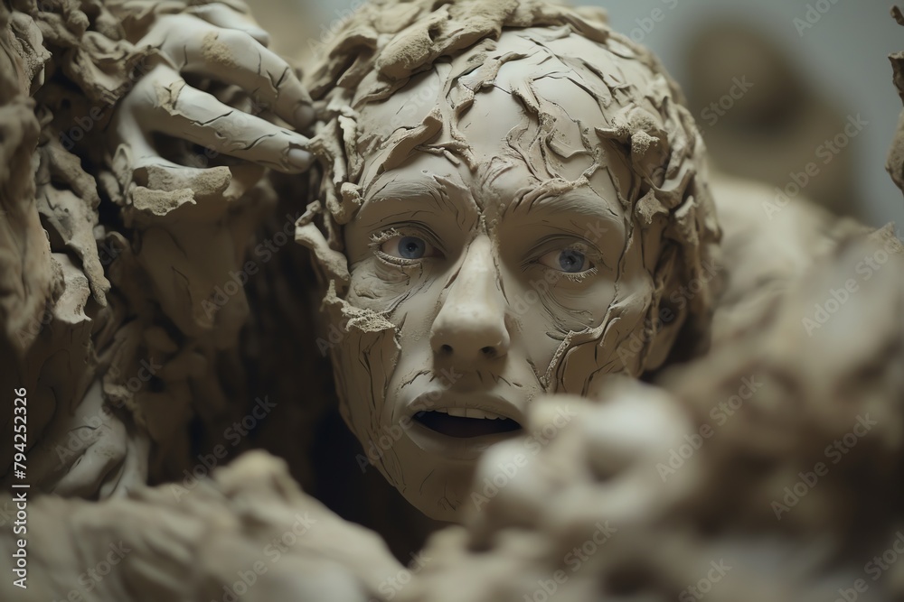 Capture the essence of psychological struggle through a clay sculpture ...