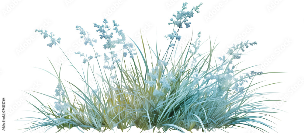 Cluster of blue fescue grass, known for its compact blue-gray tufts ...