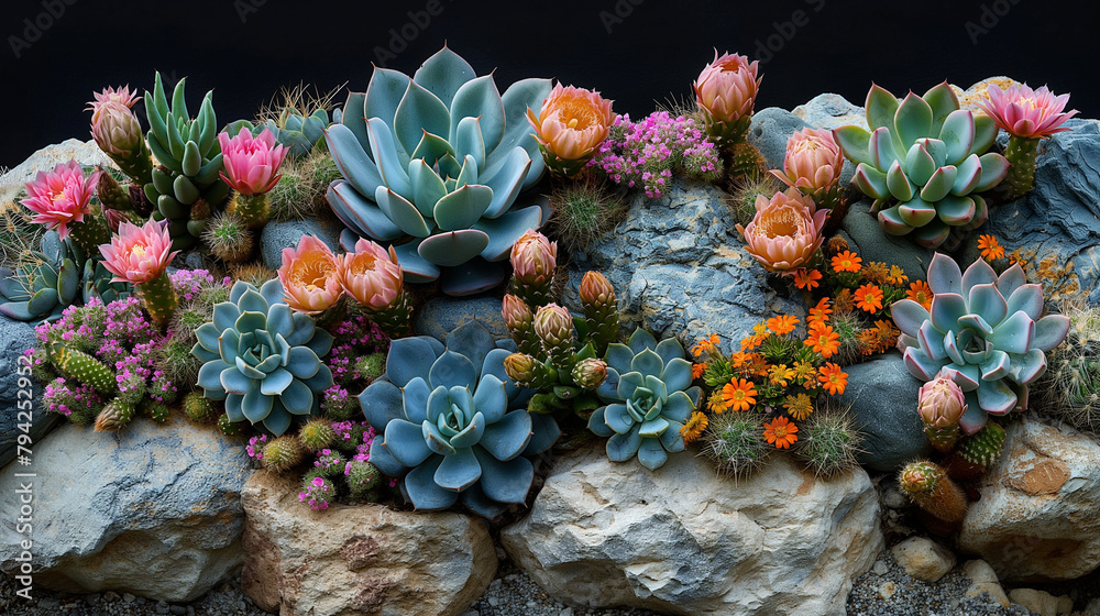 12. Cactus Mosaic: In a kaleidoscope of colors and textures, a diverse ...