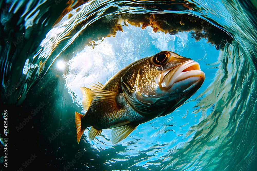 Poisson vu en gros plan dans le lac Stock Photo | Adobe Stock