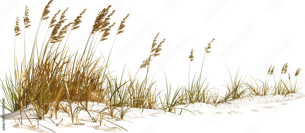 Wave-like design of sea oats and beach grass along a coastal ...