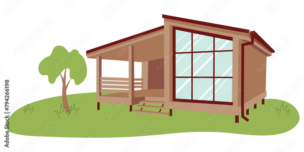 Modular home. Wooden eco-friendly modular house. New modular housing ...