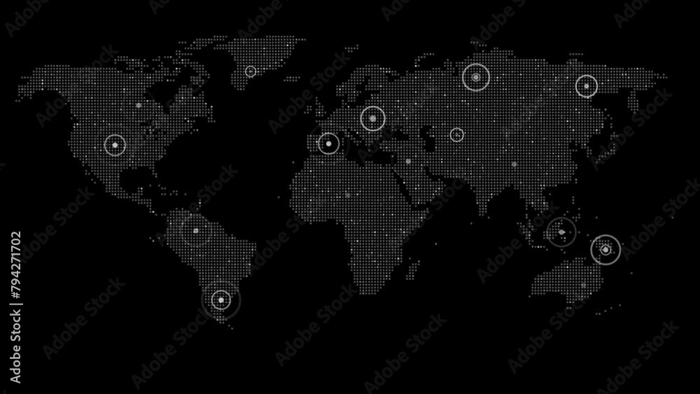 Global Black World Map Loop. This animated World map with visual ...