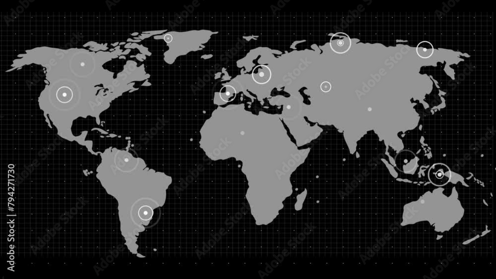 Global Black World Map Loop. This animated World map with visual ...