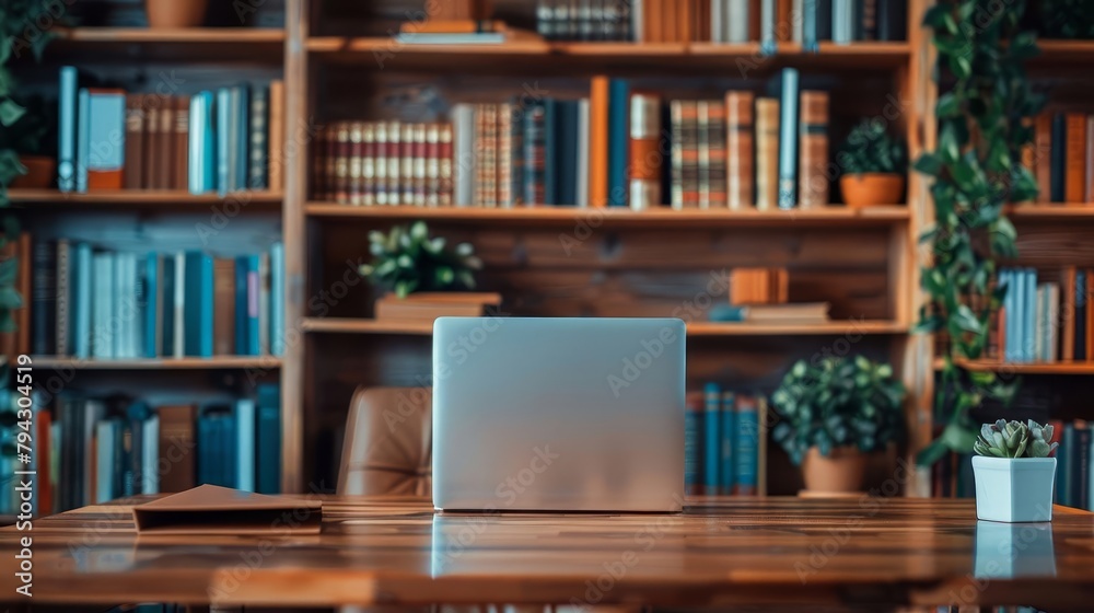 zoom virtual background of office room with bookcase professional ...