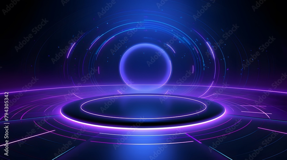 purple and blue Abstract technology background circles digital hi-tech ...