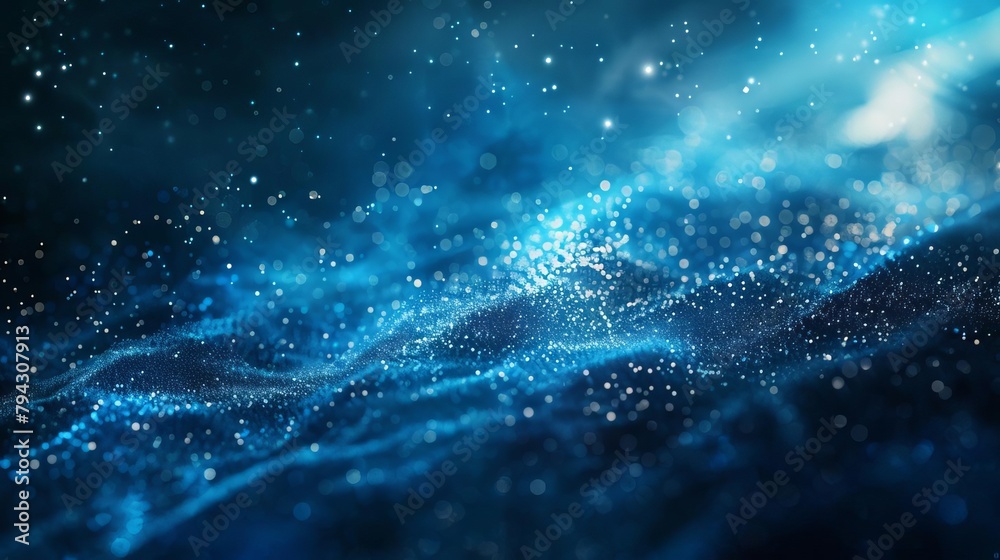 mysterious dark blue background with glowing particles abstract digital ...