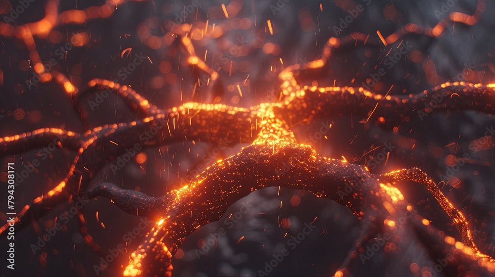 A sci-fi network of cells and futuristic alien bubbles. Neural ...