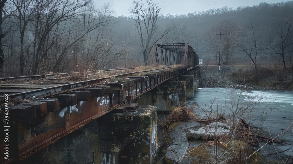 rusty railroad bridge over river abandoned industrial structure moody ...