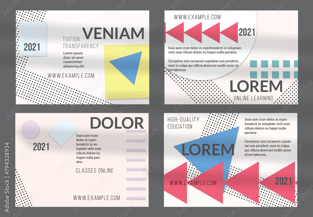 Flyer Layout with Paper Cut Simple Layered Geometric Shapes Stock ...