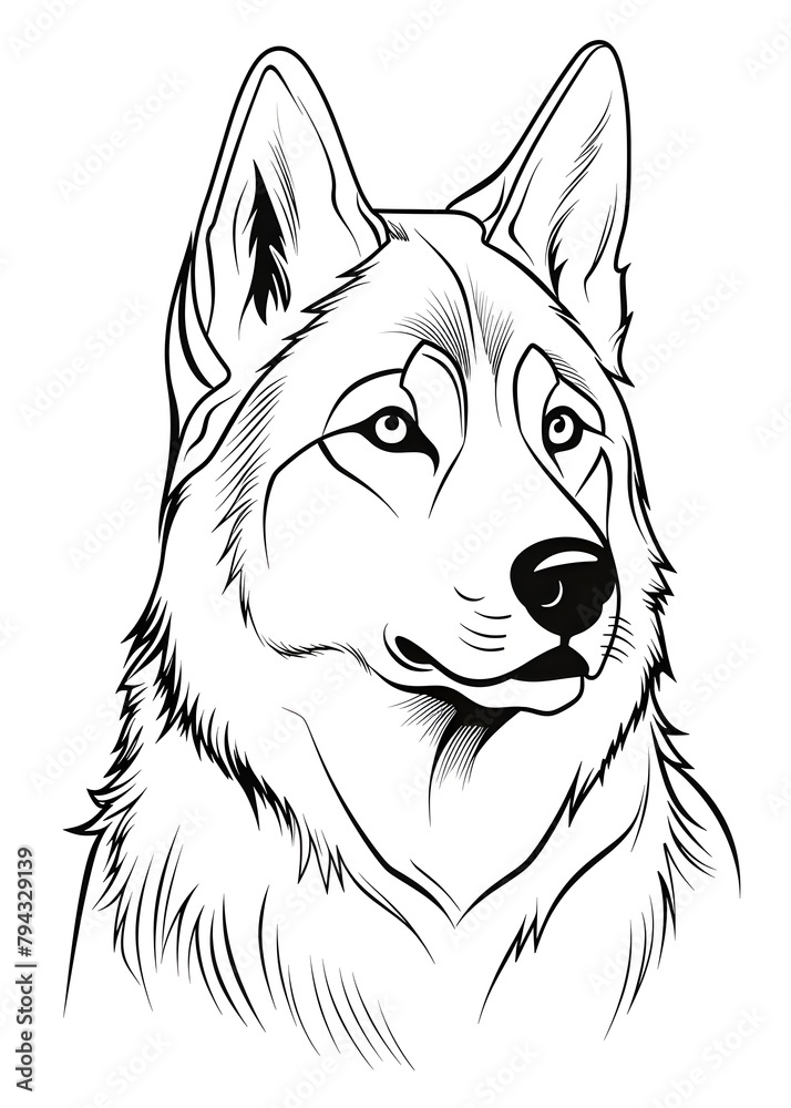 Husky Coloring Page, Husky Line Art coloring page, Husky Outline ...