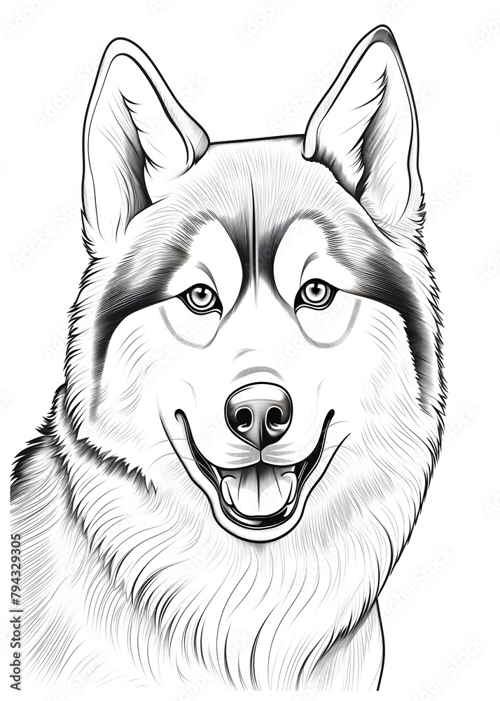 Husky Coloring Page, Husky Line Art coloring page, Husky Outline ...